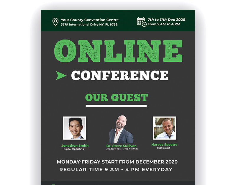 Online Conference Flyer Template #213322 - TemplateMonster