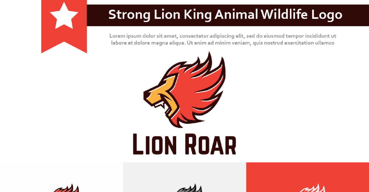 Strong Lion Head Hoar King Animal Jungle Wildlife Logo
