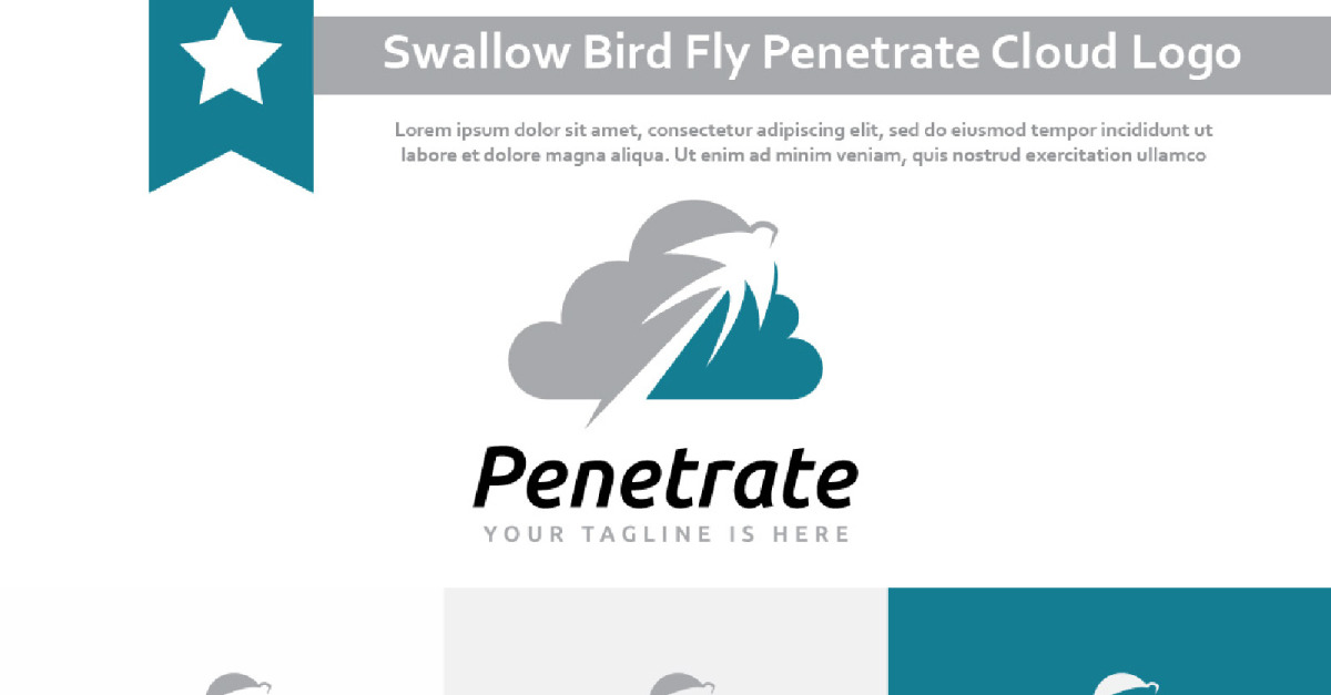 Swallow Bird Fly High Penetrate Cloud Internet Technology Logo