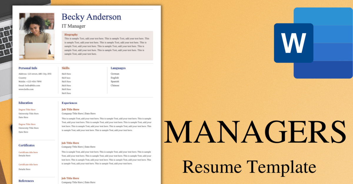 Modern Resume / CV Template for MANAGERS. - TemplateMonster