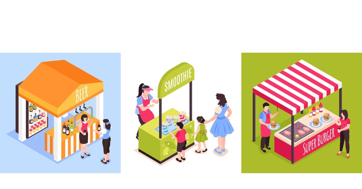 Isometric Food Courts Fair Design Concept 200912121 Vector Illustration ...