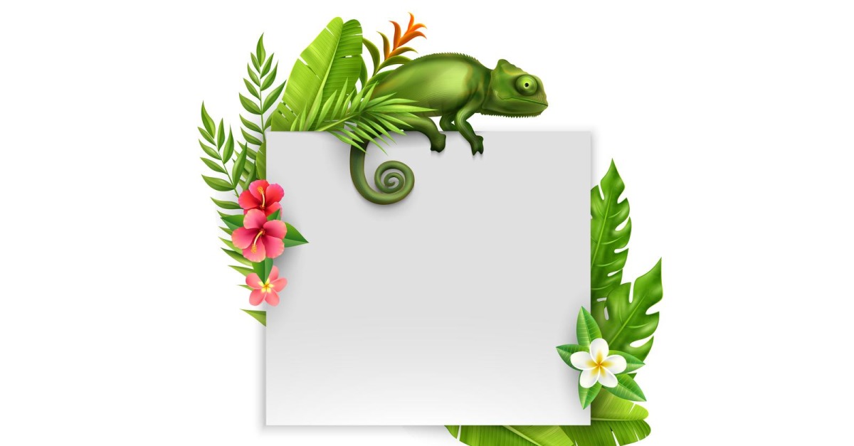 Chameleon Frame Composition Realistic 201021118 Vector Illustration Concept