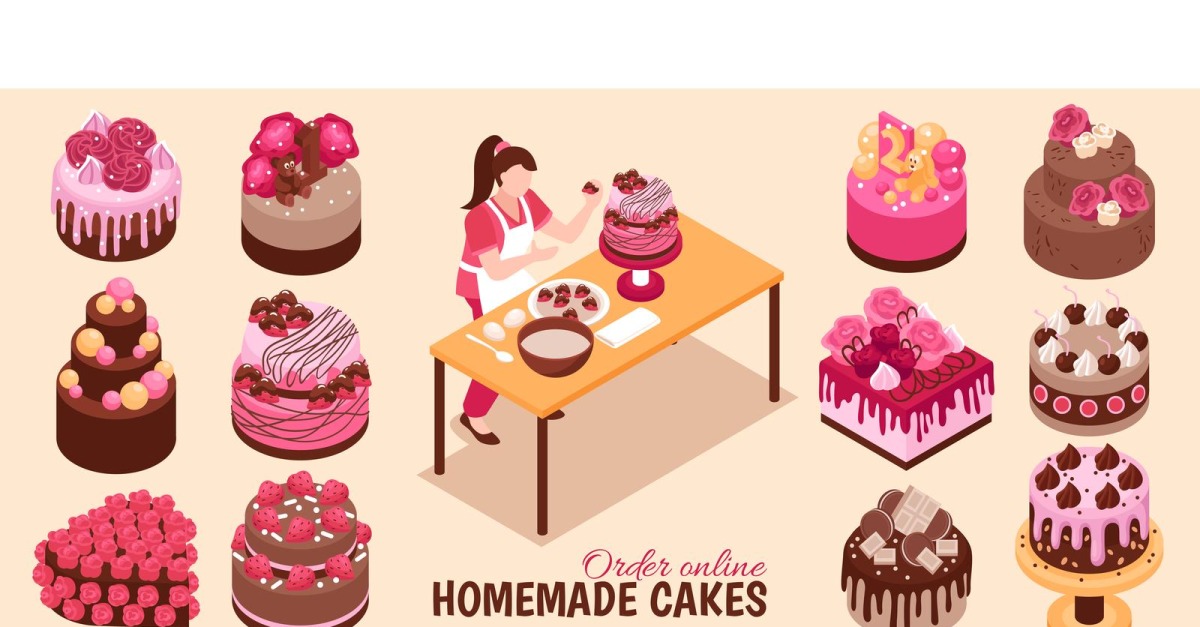 Isometric Homemade Cake 201012103 Vector Illustration Concept