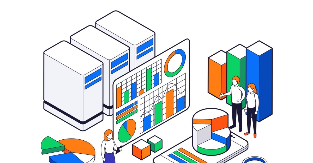 Big Data Science Analysis Isometric Set 201103905 Vector Illustration ...