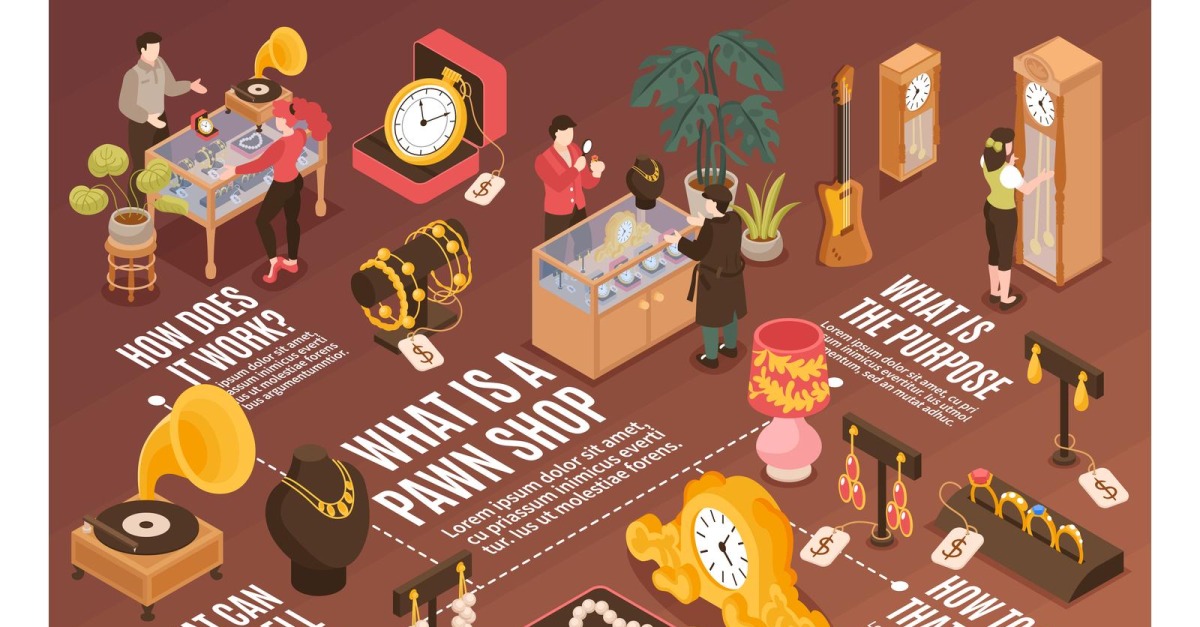 Isometric Pawn Shop Horizontal Illustration 201112112 Vector ...