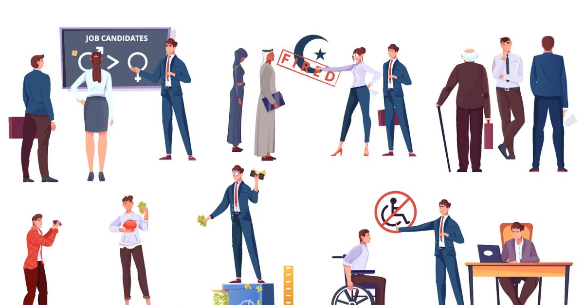 Social Inequality Set Flat 201051134 Vector Illustration Concept