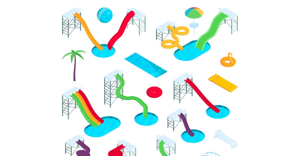 Isometric Water Aqua Park Set 201150414 Vector Illustration Concept
