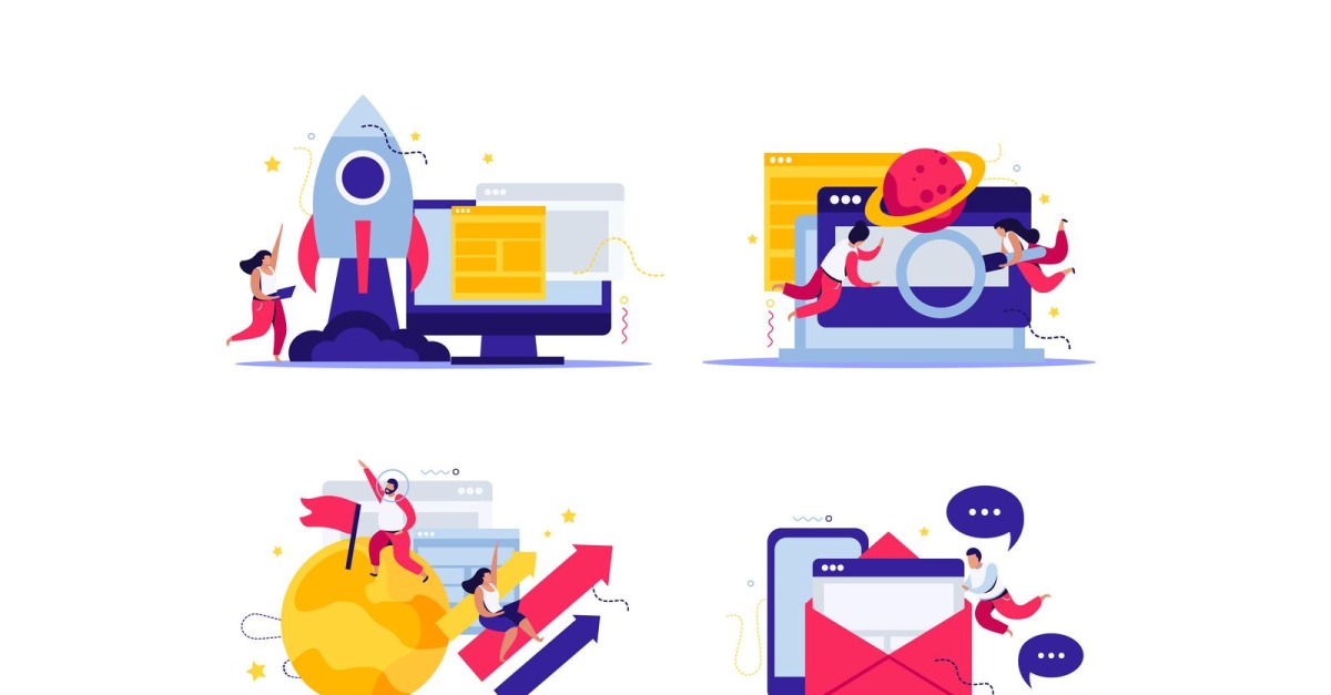 Startup Flat Composition 201140265 Vector Illustration Concept