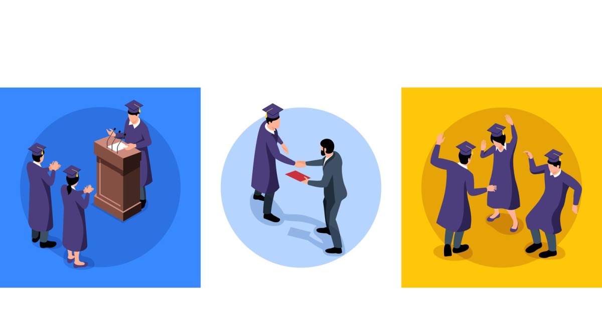 Isometric Graduation Design Concept 201210521 Vector Illustration Concept