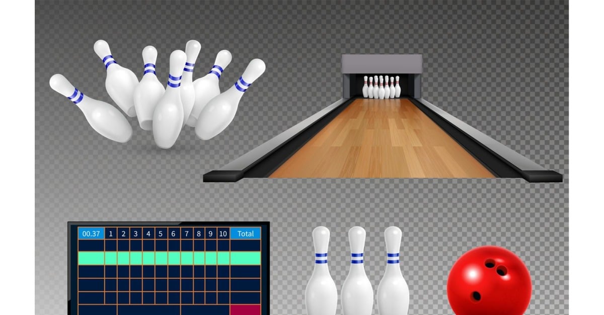 Bowling Realistic Set Transparent 201221127 Vector Illustration Concept