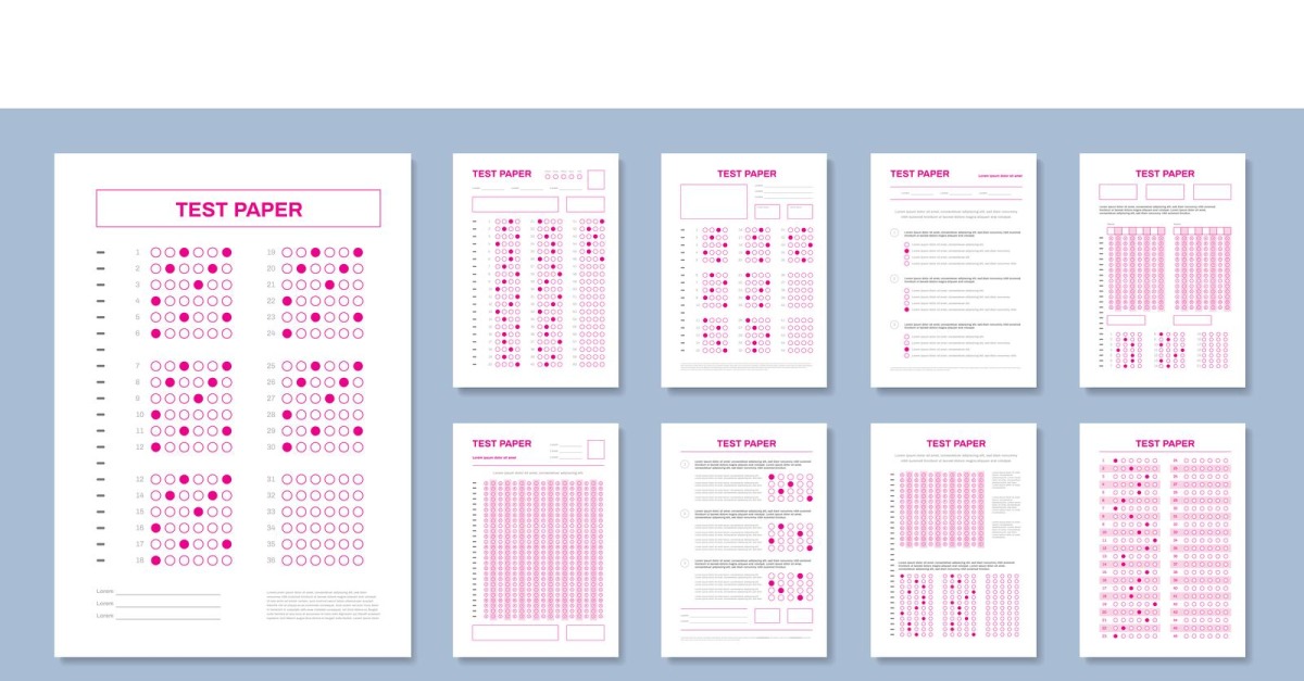 Realistic Test Paper Answers Set 201151809 Vector Illustration Concept