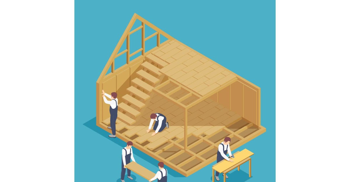Modular Frame Building Isometric 201120115 Vector Illustration Concept