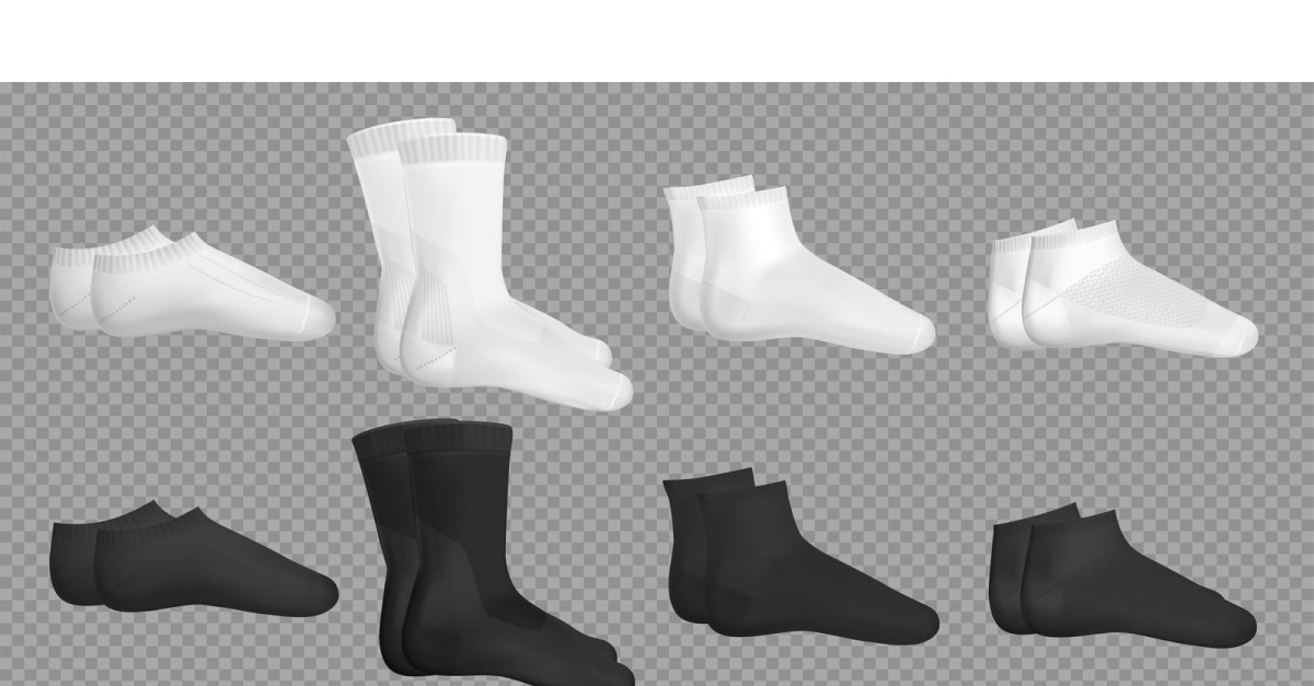 Realistic Socks Black White Set 201130514 Vector Illustration Concept