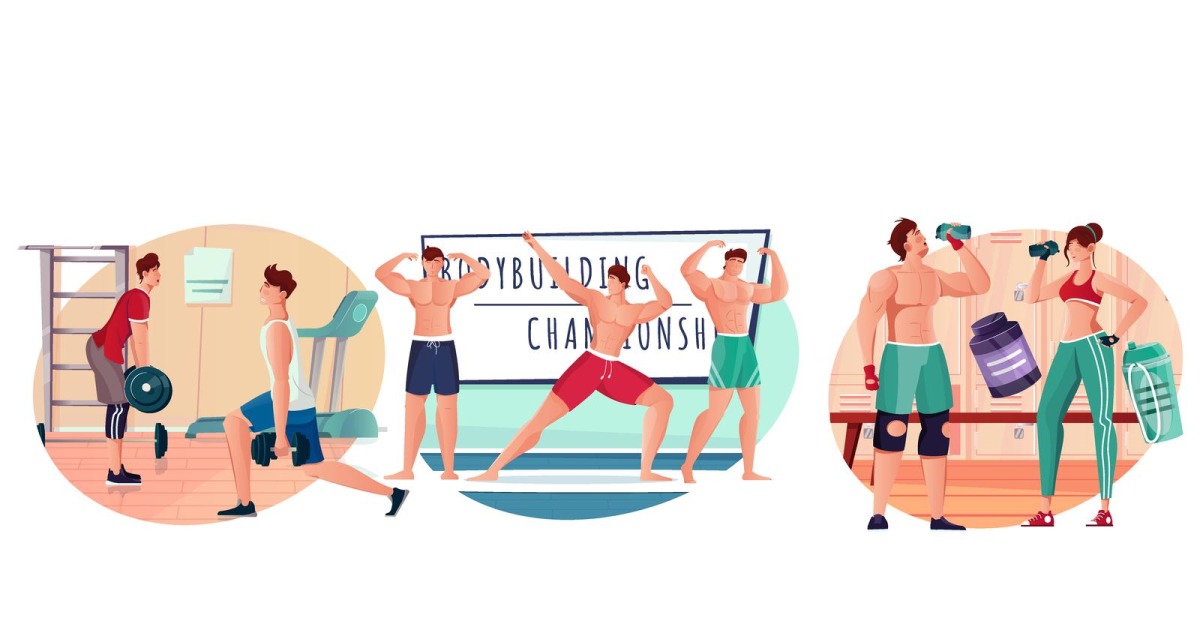 Bodybuilding Composition Flat 201051118 Vector Illustration Concept