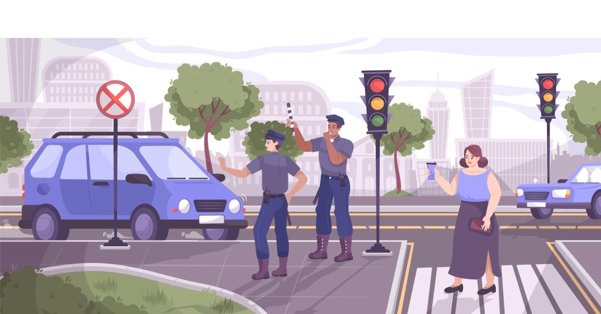 Traffic Police Stops Flat 201050735 Vector Illustration Concept