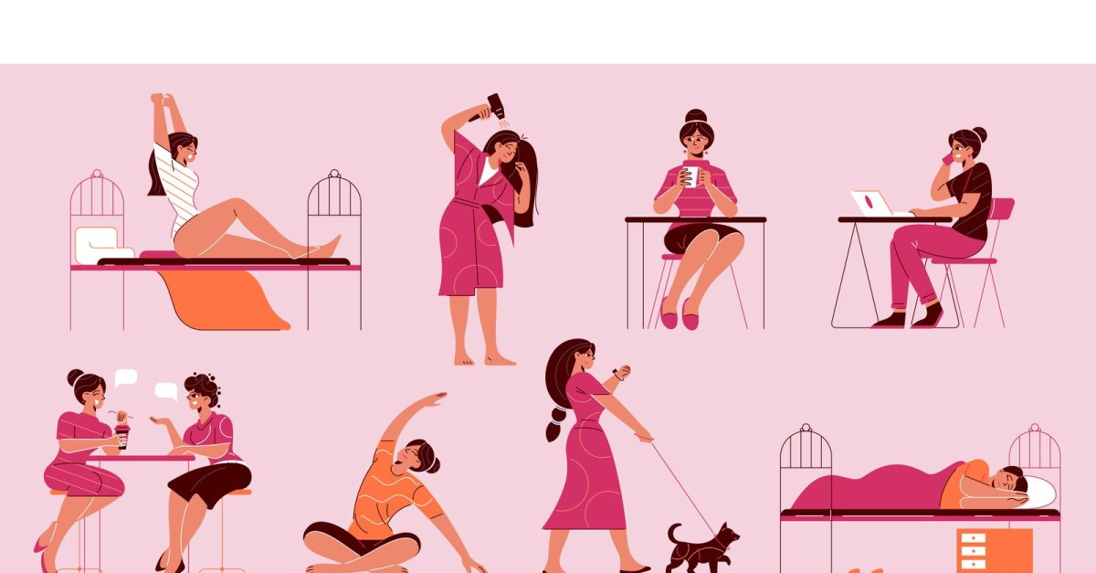 Woman Daily Routine 201051806 Vector Illustration Concept