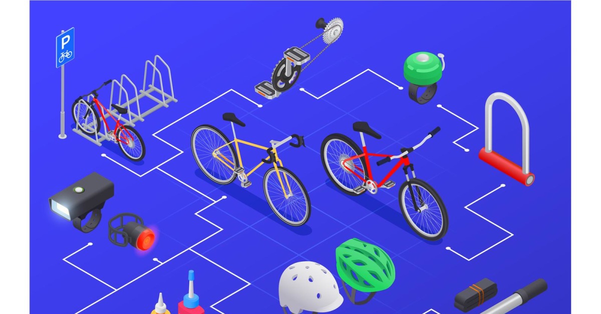 Bicycle Isometric Set 201020135 Vector Illustration Concept