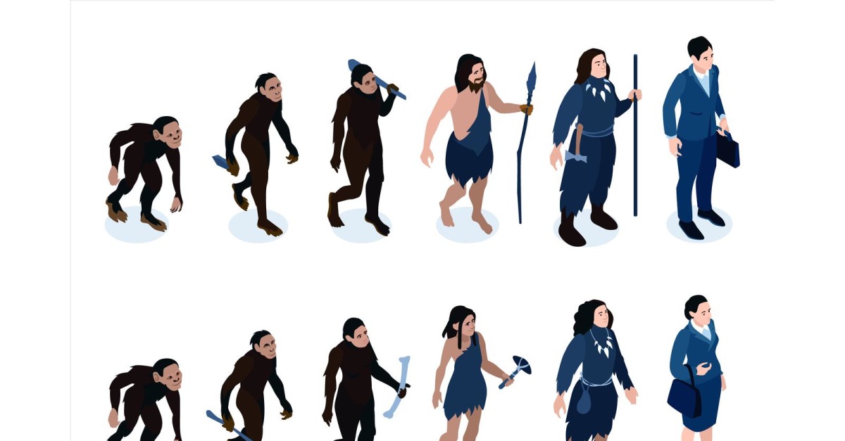Isometric Human Evolution Color Set 200903214 Vector Illustration Concept