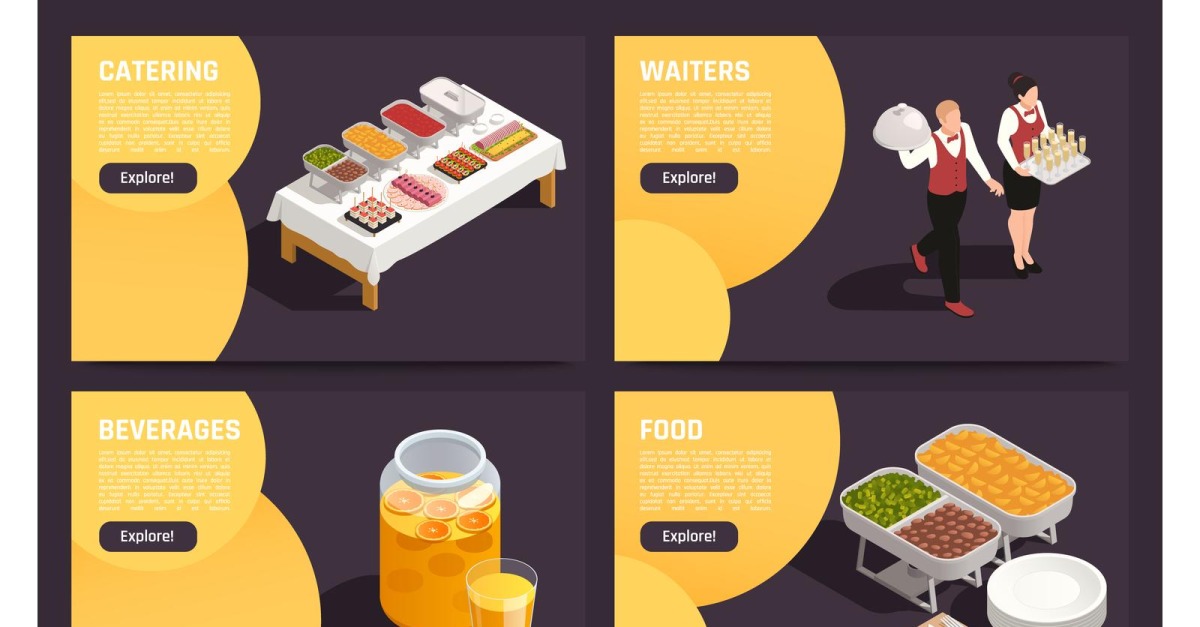 Catering Banquets Service Isometric 200810142 Vector Illustration Concept