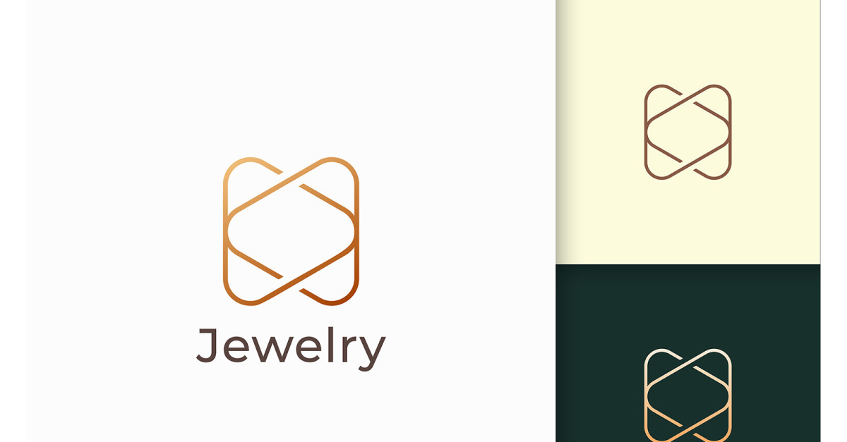 Logotipo de joia de ouro simples e luxuoso em formato de linha