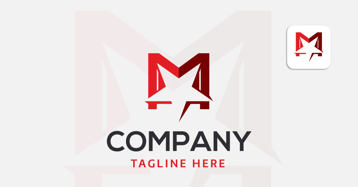 M Harfi Logo Yıldız Işareti veya M Harfi Yıldız Logo Tasarım Vektörü