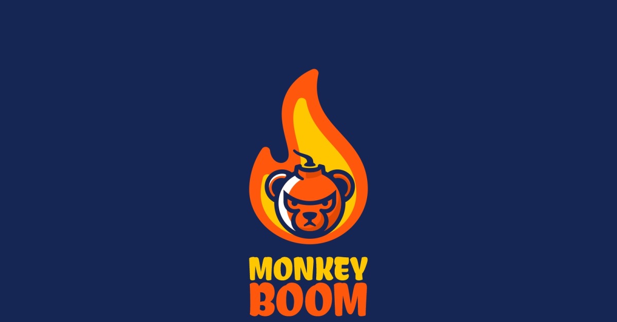 Monkey Boom Simple Mascot Logo #215408 - TemplateMonster