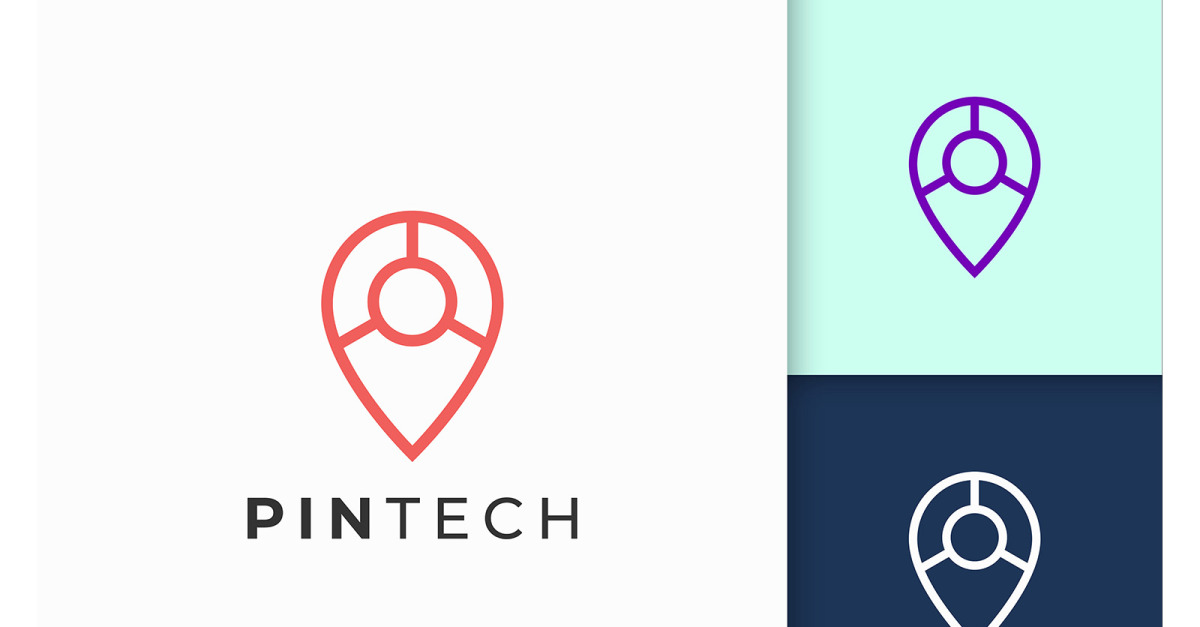 Pin Logo or Marker in Simple Line Represent - TemplateMonster