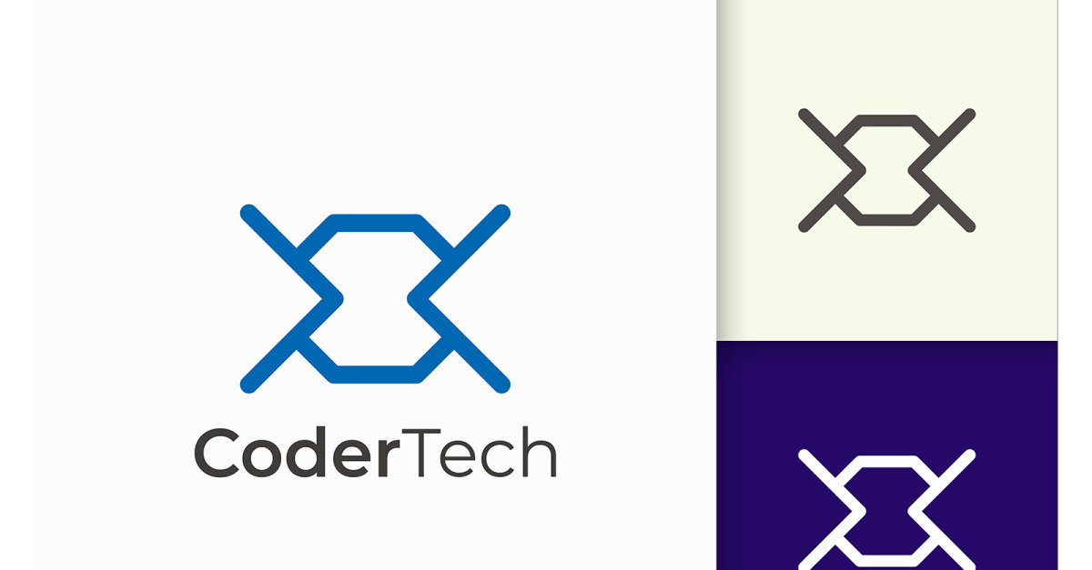 Logotipo de programador o desarrollador con estilo simple y moderno