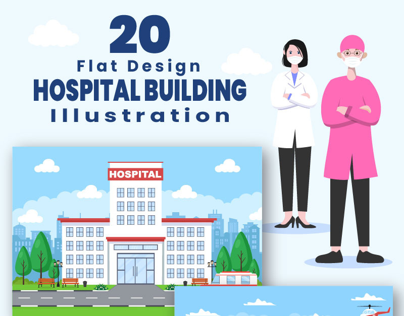 20 Hospital Building for Healthcare Illustration