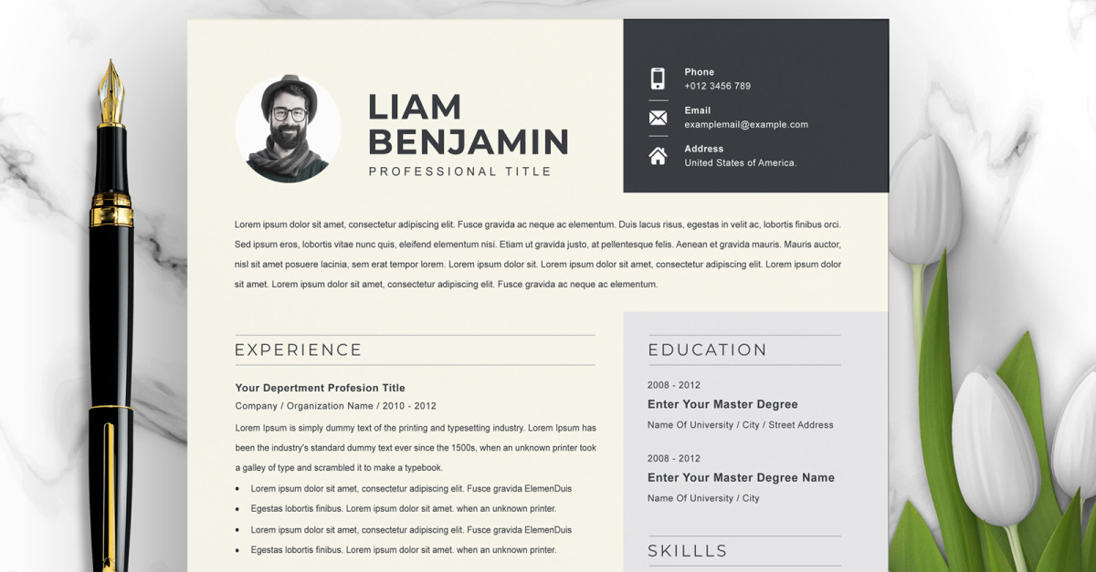 Liam Benjamin / CV Template #215859 - TemplateMonster
