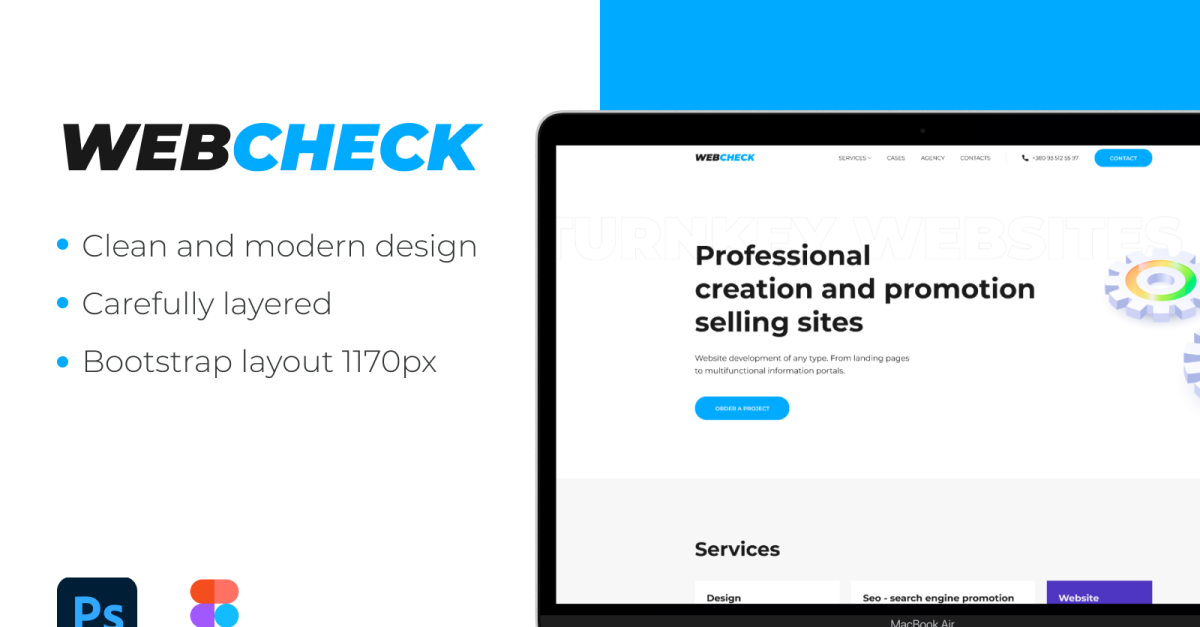 Digital Agency Template WebCheck UI For Figma And Photoshop