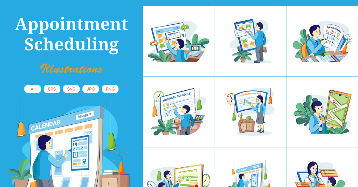 M348 - Appointment Scheduling Illustrations - TemplateMonster