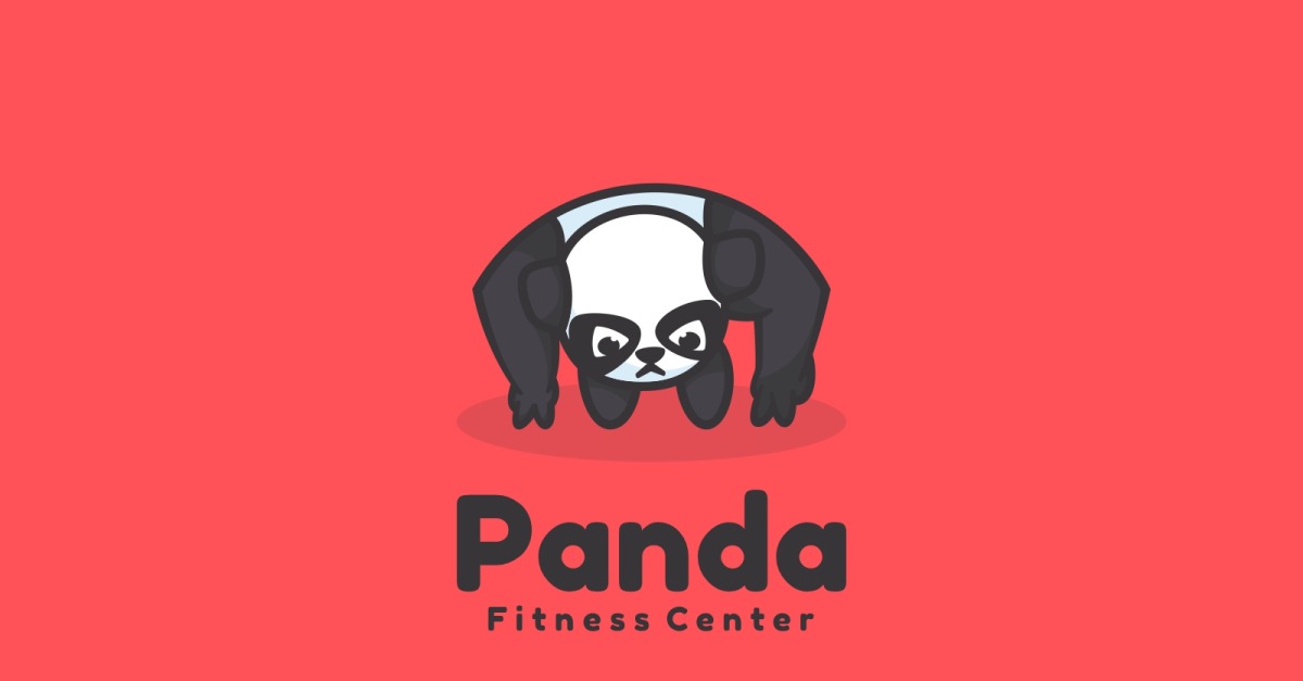 Panda Push Up Cartoon Logo #216193 - TemplateMonster