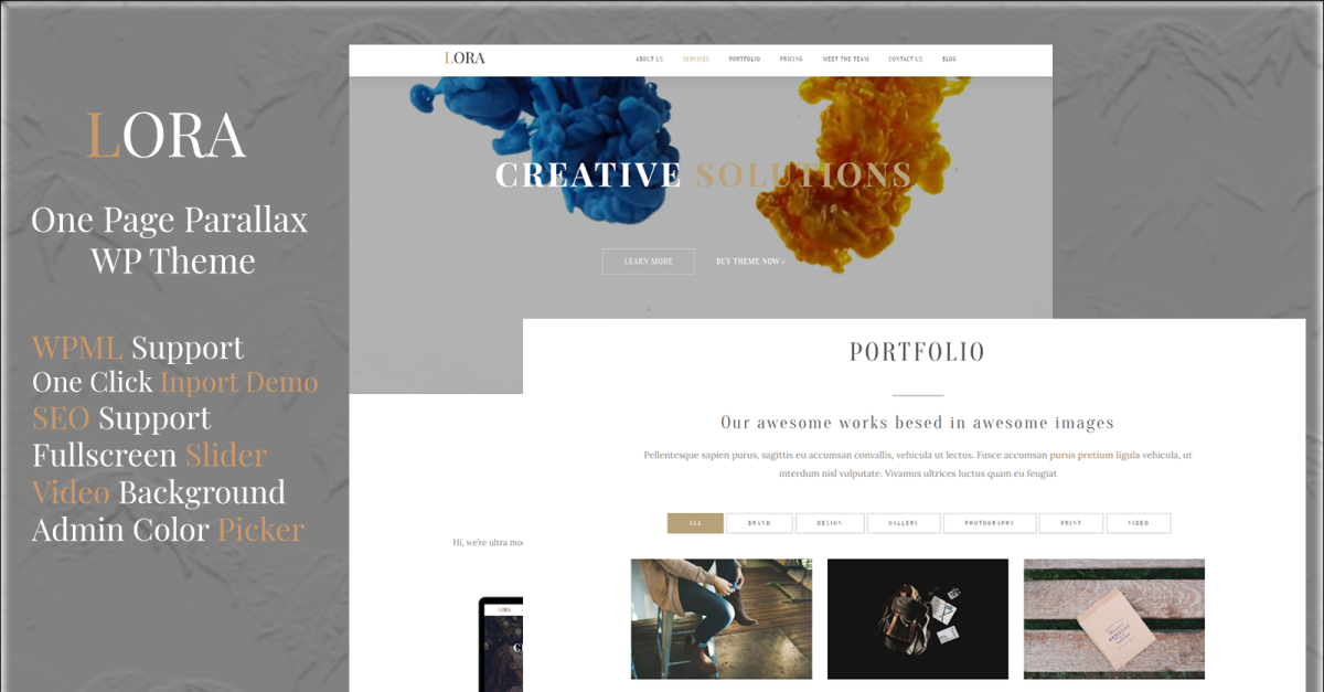 Lora - Creative One Page Parallax WordPress Theme