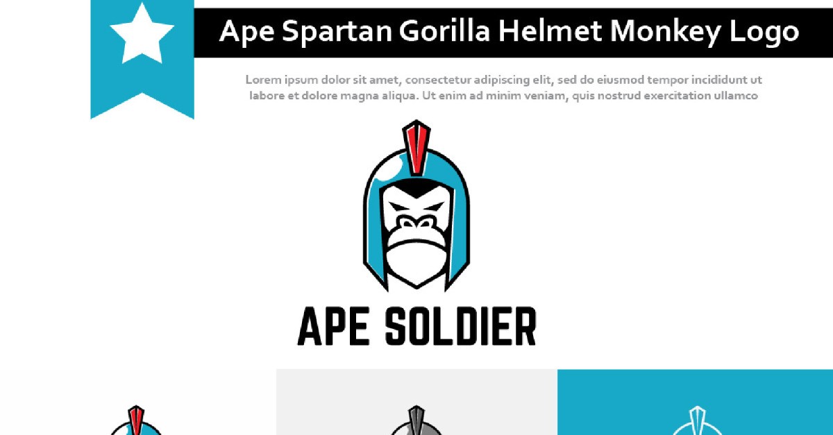 Ape Soldier Spartan Gorilla Helmet Monkey War Game Logo