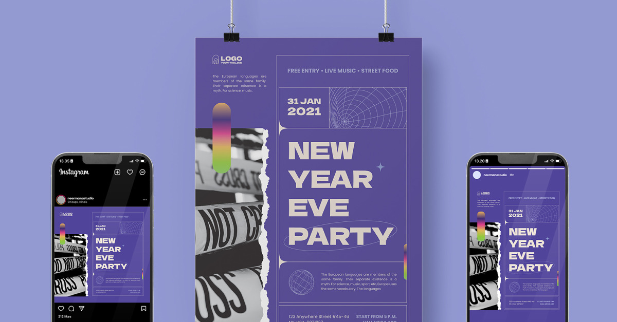 Yılbaşı Partisi Poster Şablonu #216964 - TemplateMonster