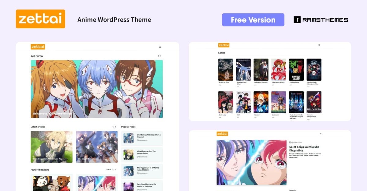 ZETTAI - Tema de anime gratuito de WordPress