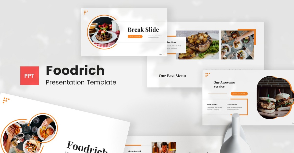 Foodrich — Modèle PowerPoint de nourriture - TemplateMonster