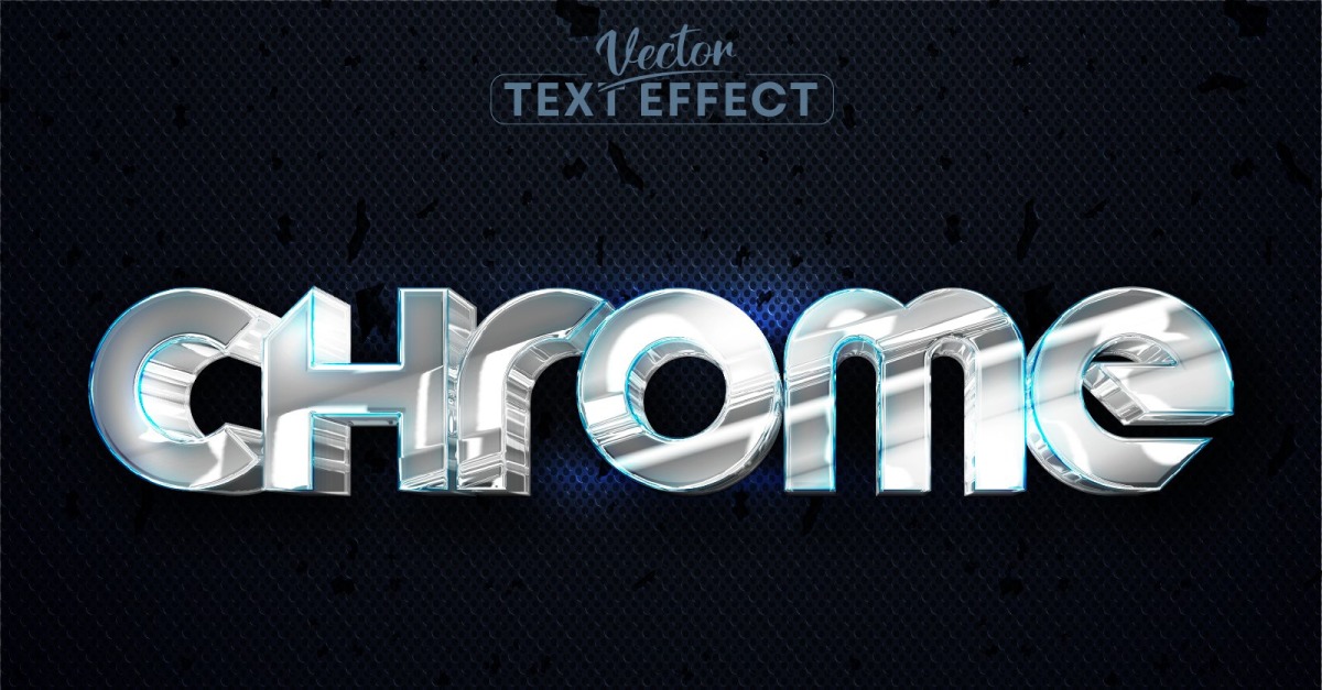 Chrome - Editable Text Effect, Font Style, Graphics Illustration