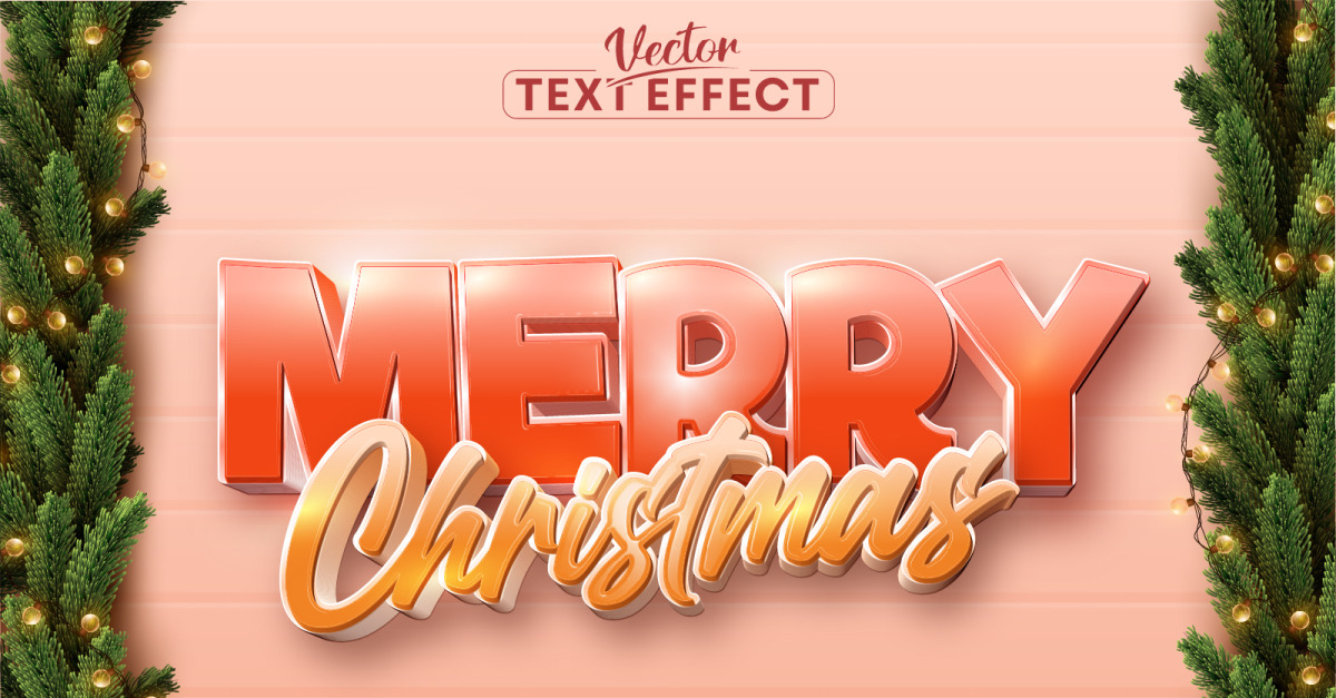 Merry Christmas - Shiny Cartoon Style, Editable Text Effect, Font Style ...