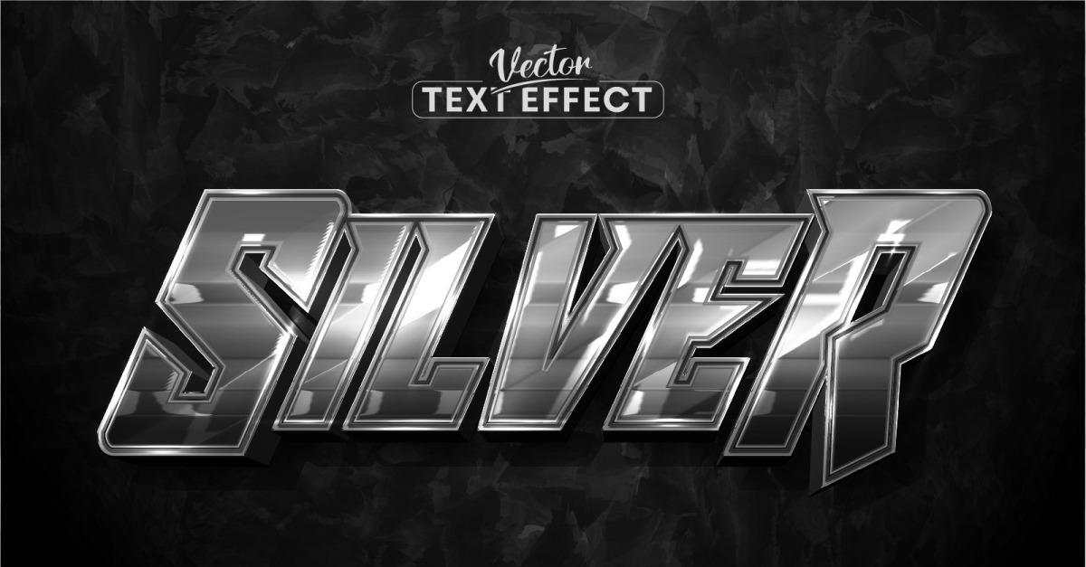 Silver - Metallic Style Editable Text Effect, Font Style, Graphics ...