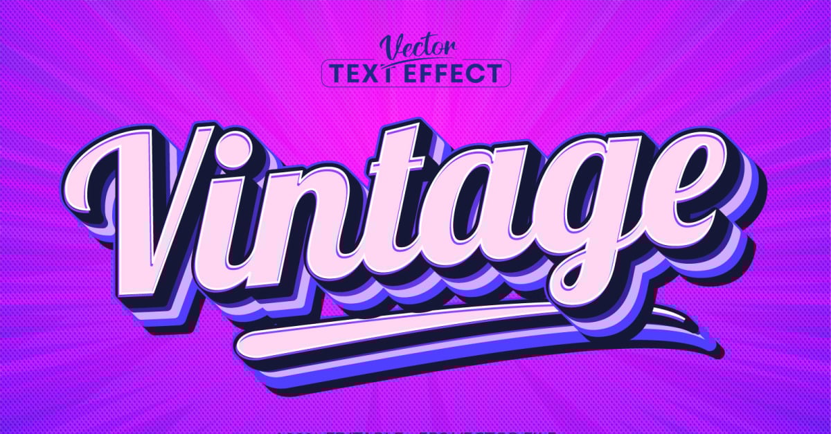 Vintage - 80's Purple Color Style Editable Text Effect, Font Style ...