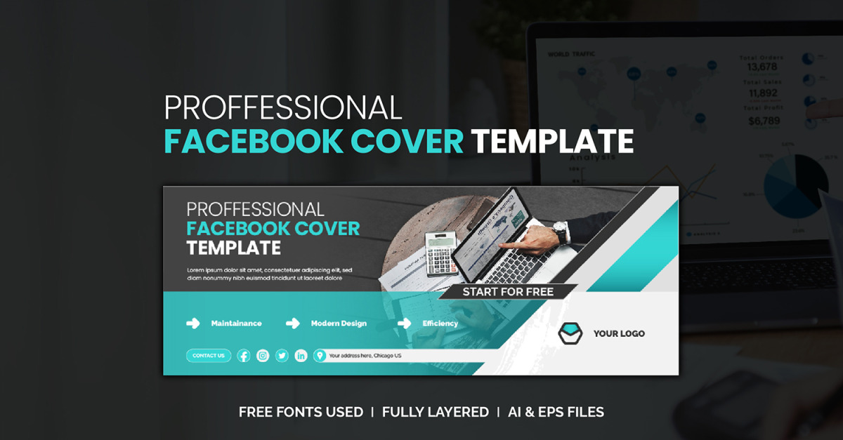 Geometric Modern Facebook Cover Template - TemplateMonster