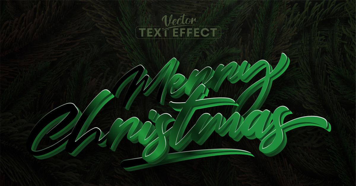 Merry Christmas - Green Color, Editable Text Effect, Font Style ...