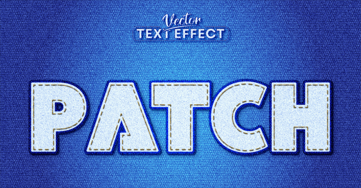 Patch - Denim Texture Style, Editable Text Effect, Font Style, Graphics ...