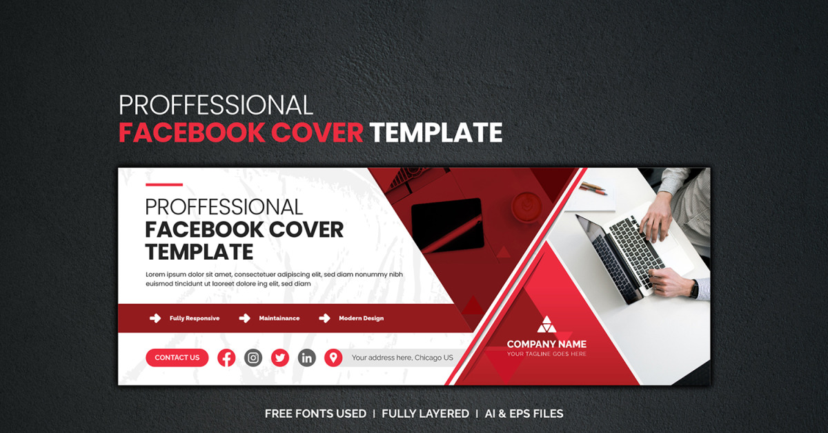 Triangular Modern Facebook Cover Template - TemplateMonster