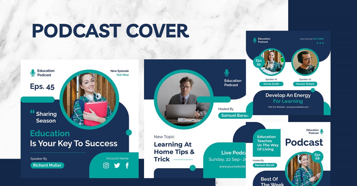 Education Podcast Cover Template #217867 - TemplateMonster
