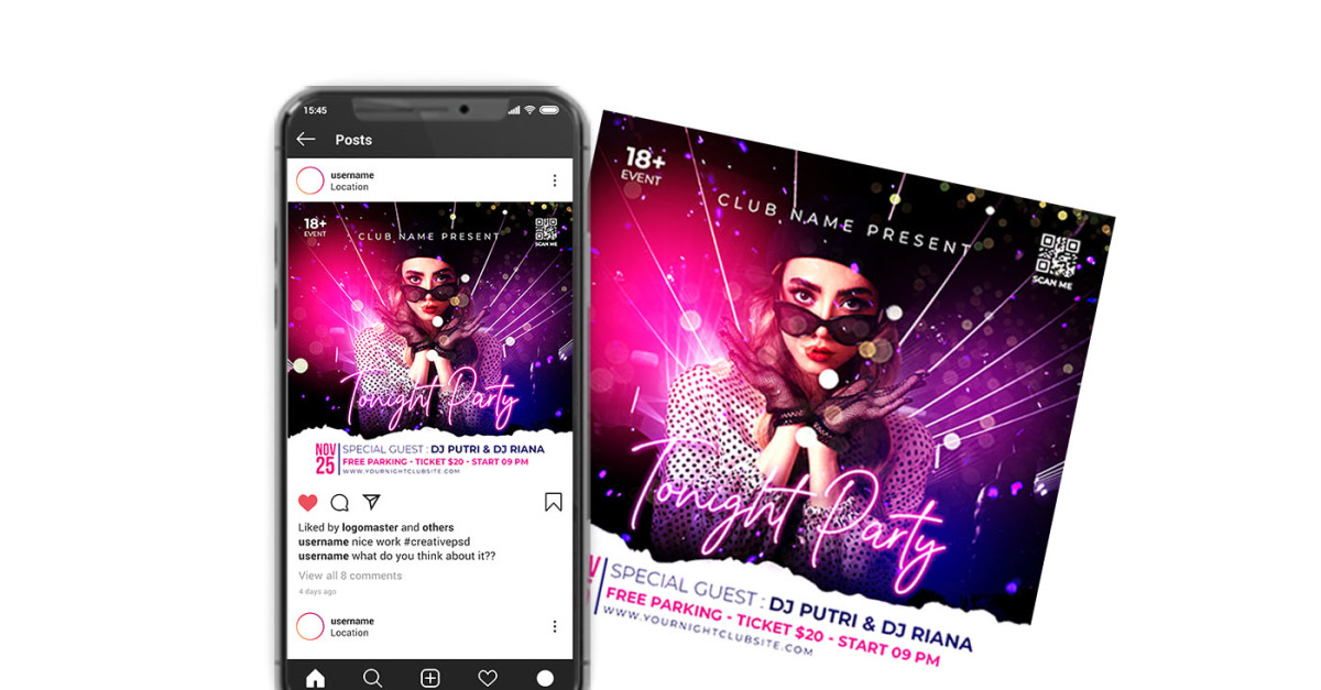 Tonight event party flyer square #217820 - TemplateMonster