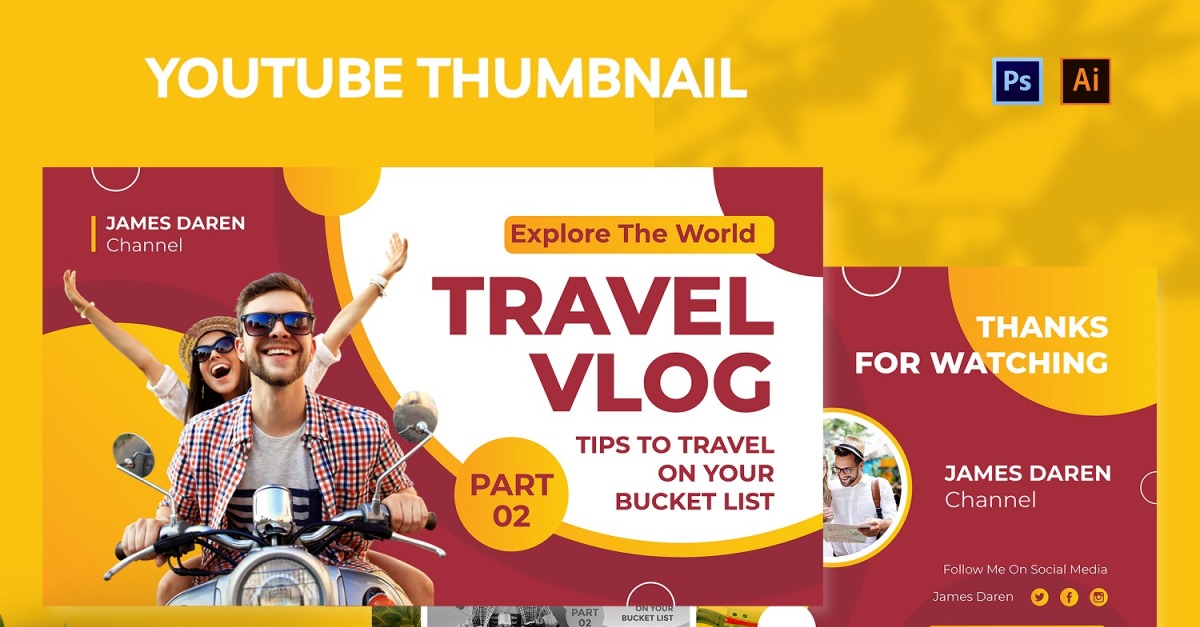 Travel Vlog Youtube Thumbnail #217841 - TemplateMonster