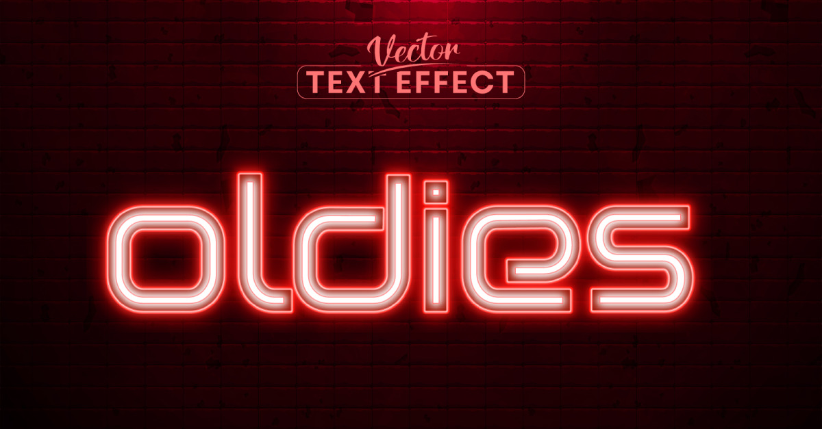 Oldies - Neon Style, Editable Text Effect, Font Style, Graphics Illustration